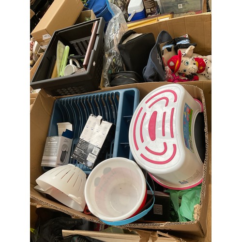 Three boxes of unsorted household items