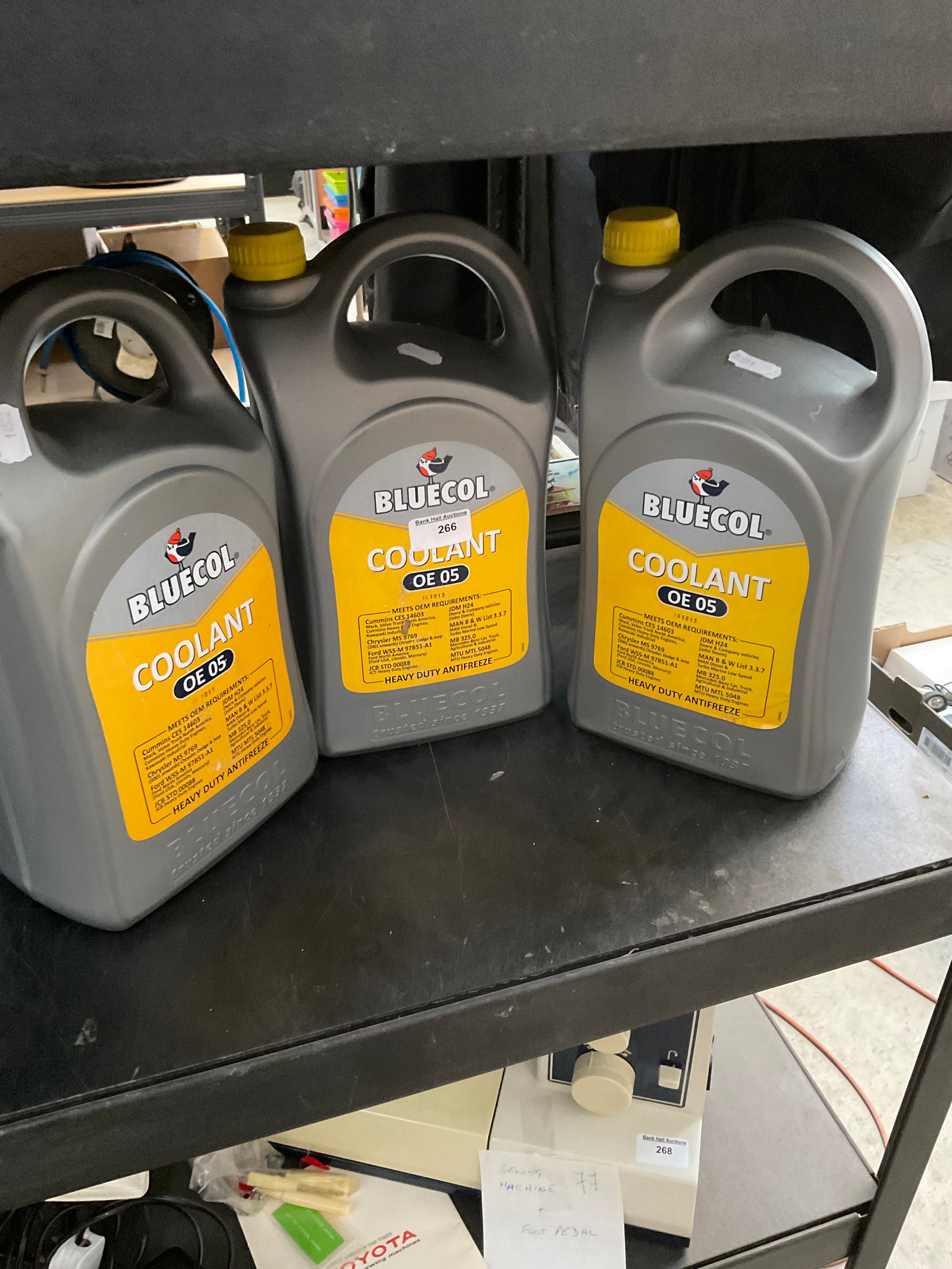 Three 5L bottles of Bluecol Coolant OE O5