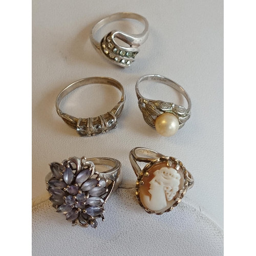 5 Assorted Silver Ladies Rings