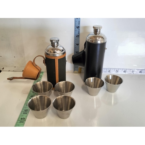 2 Travel Flasks with Built in Cups