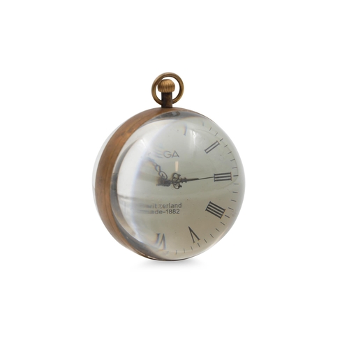 A MODERN SPHERE BUBBLE CLOCK, the dial signed 'Omega', 3" high