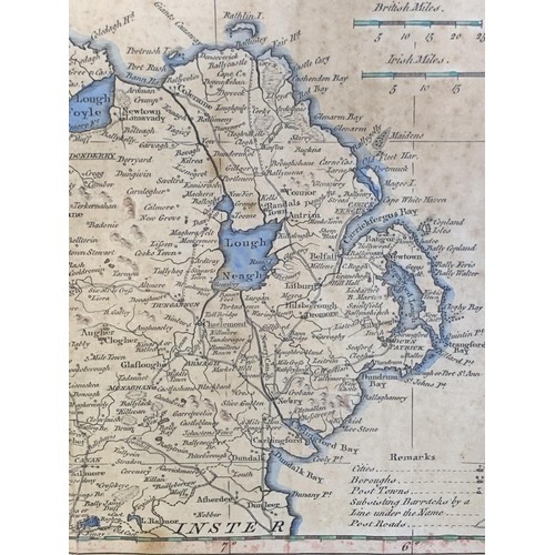 A FRAMED MAP OF ULSTER 18th Century