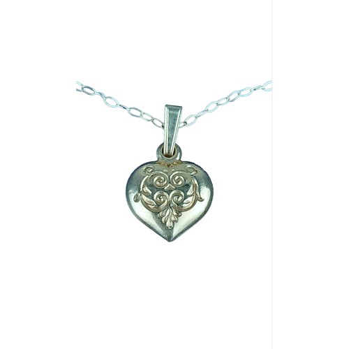 9ct GOLD HEART LOCKET ON 9ct GOLD CHAIN