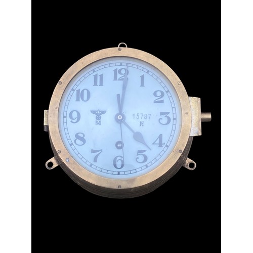 AN ORIGINAL WW2 GERMAN KRIEGSMARINE U/BOAT BULK HEAD CLOCK. THE ...