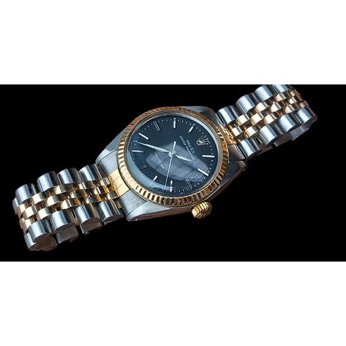 AN ORIGINAL OYSTER PERPETUAL PRECISION BLACK DIAL GOLD BUTTON NUMBERS ...