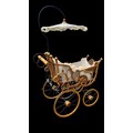 VINTAGE WICKER DOLLS PRAM WITH LACE UMBRELLA