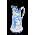1850'S MOULDED PARIAN BLUE JUG DALE HALL POTTERY WITH KITE MARK TO BASE ...