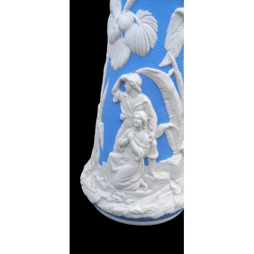 1850'S MOULDED PARIAN BLUE JUG DALE HALL POTTERY WITH KITE MARK TO BASE ...