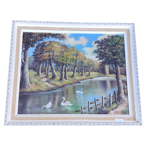 AN OIL ON CANVAS SIGNED ALFRED STEWART