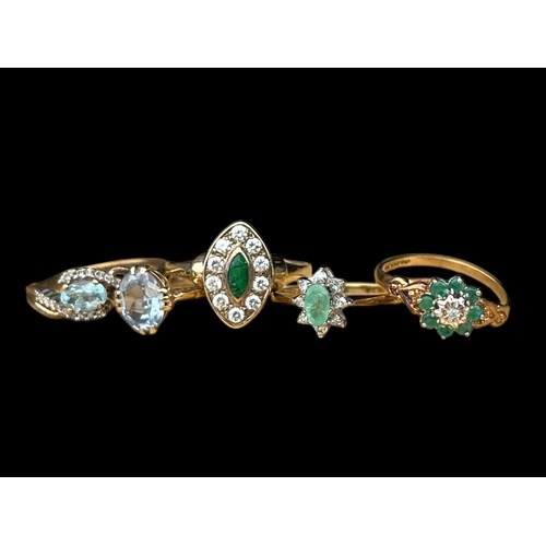 A LOT OF 5 9ct GOLD AND STONE SET RINGS 9.56grm