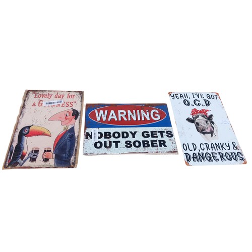 3 NOVELTY TIN PLATE SIGNS