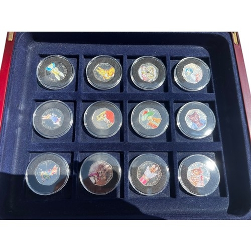 BOXED SET OF 12 BEATRIX POTTER "PETER RABBIT" ENAMELLED 50p COINS
