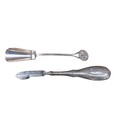 A SILVER KNIFE AND SILVER SUGAR SPOON TOTAL 27.5G WITH A VERY SMALL BLADE