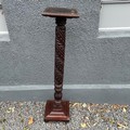 A Carved Dark Wood Victorian Style Torchere/Jardiniere. W:30cm H:120cm ...