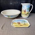 Vintage Falcon Ware Jug, Large Bowl & Plate. Egyptian Scenes. Bowl ...