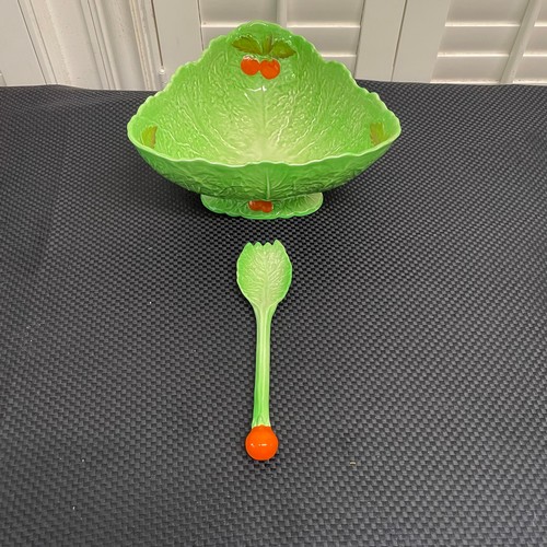 A Vintage Carton Ware Cabbage Leaf Salad Bowl & Carlton Ware Salad Fork.