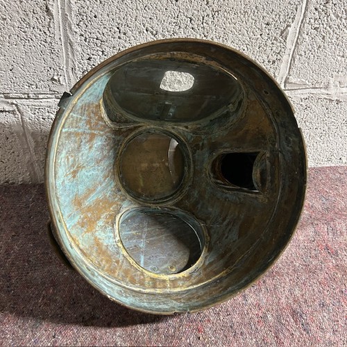 A Large Vintage Brass Ships Binnacle. Some damaged and missing glass ...