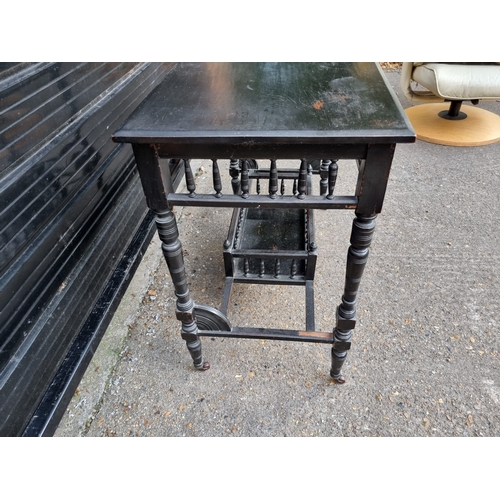 Late Victorian Ebonised Aesthetics Movement Console Table on Castors - 45cm x 73cm x 91cm