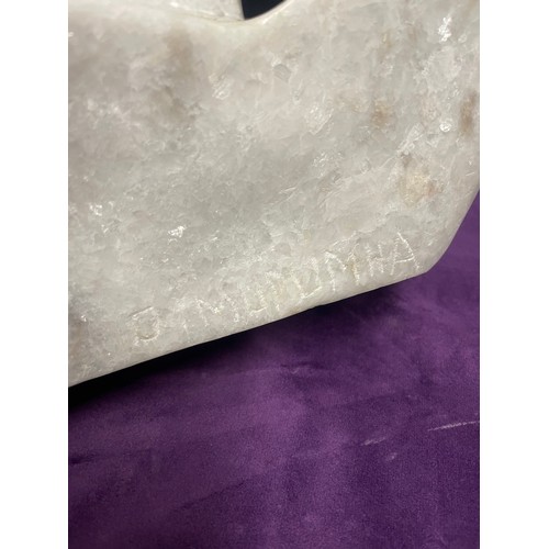 African Masters of Stone Sculptures White Granite Signed Onias Mupumha