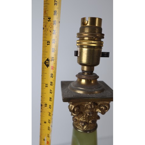 Two Early 20th Century Onyx Romanesque / Empire Column Table Lamps 35cm ...