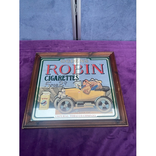 Framed Ogdens Robin Cigarettes advertising mirror
