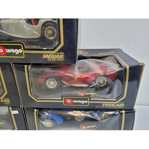 Collection of 5 burago Vintage die cast Model cars presented with ...
