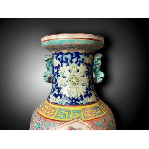 A 19th-century Chinese Famile Rose porcelain vase. Hand painted ...