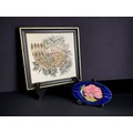 A MOORCROFT MAGNOLIA ASH TRAY, TOGETHER WITH A LARGE MAW & CO ART ...