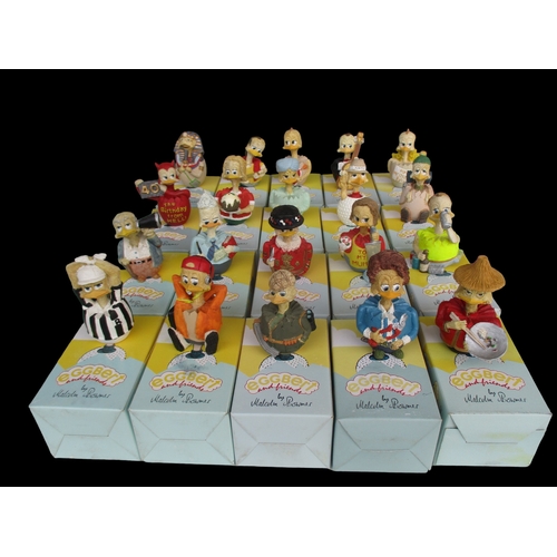 A LOT OF 20 BOXED EGGBERT & FRIENDS FIGURINES. BY MALCOLM BOWMER.