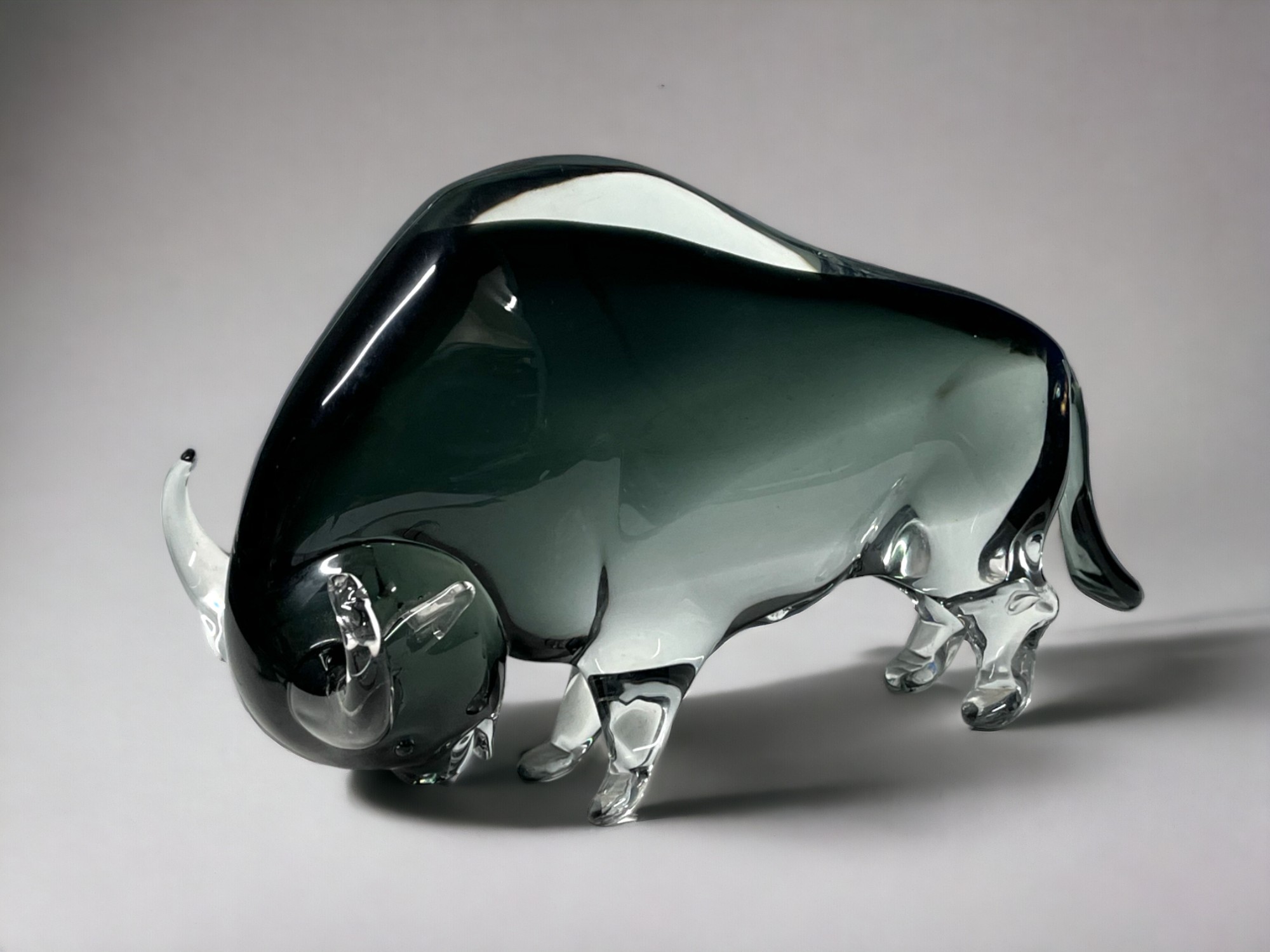 A LARGE MURANO GLASS BULL. Depicting a large Bull with high arched back ...