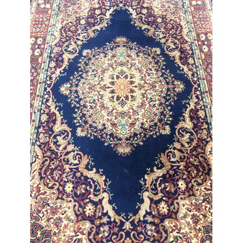 2 x Rugs - Vintage Persian Style Hessian Backed Wool Rug with Dark Blue ...