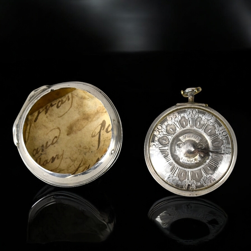 A Ward, London silver early 18th century pocket watch.Double silver ...