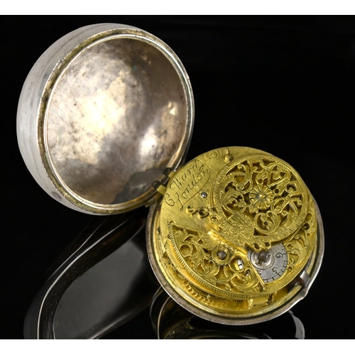 A Ward, London silver early 18th century pocket watch.Double silver ...