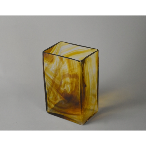 A Rare Geoffrey Baxter Whitefriars streaky square vase.Antique finish ...