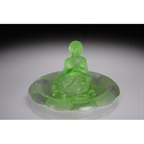 A Josef Inwald Uranium glass 'Ribbon Girl' centrepiece Frog.Circa 1930 ...