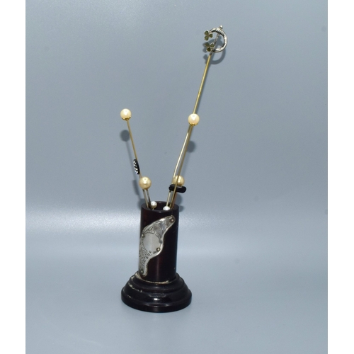 Mixed quantity of Hat Pins to include silver sat together in a silver ...