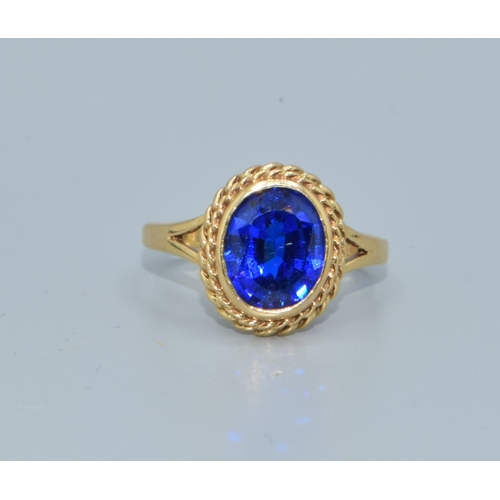 9ct gold ladies intense Royal Blue colour gem stone mimicking a Ceylon ...