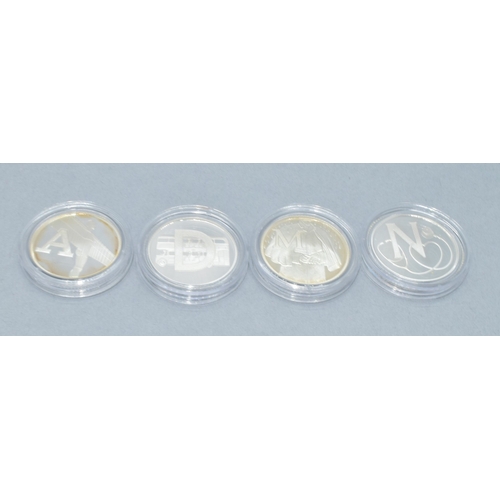 Limited edition boxed proof silver coinage in the form of the alphabet ...