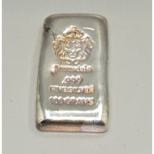 999 silver hall marked Scottsdale Ingot for the collectors/investors
