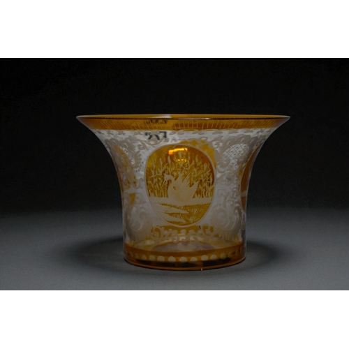 A 19th Century Bohemian flash cut amber vase.Depicting circular ...