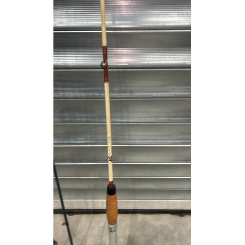 Group of four vintage-style fishing rods, mixed materials with cork and ...