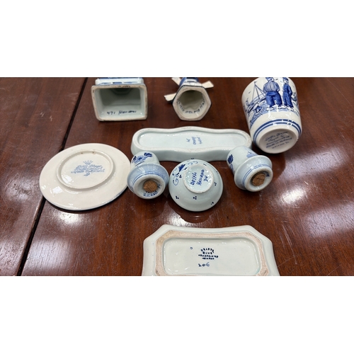 Group of 7 Delft blue hand-painted earthenware miniatures: two windmill ...
