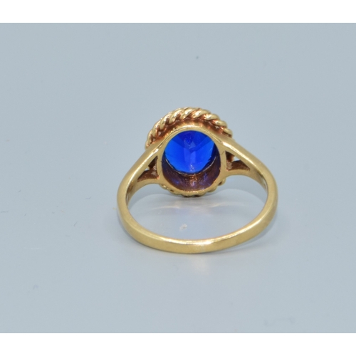 9ct gold ladies intense Royal Blue colour gem stone mimicking a Ceylon ...