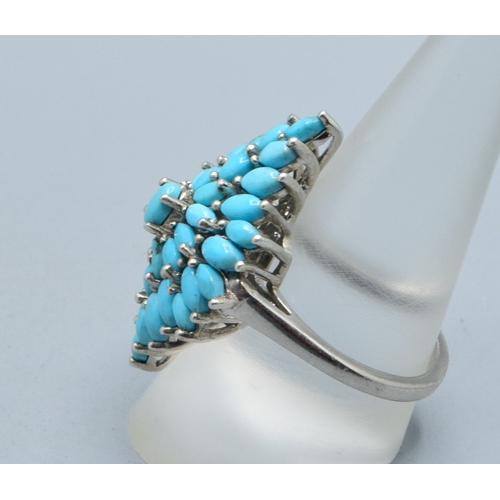 Beautiful vintage Diamond shape Turquoise multi stone ring set in a 925 ...