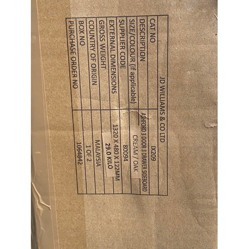 julipa ashford 3 door 3 drawer sideboard cream oak 1320x480x122MM.