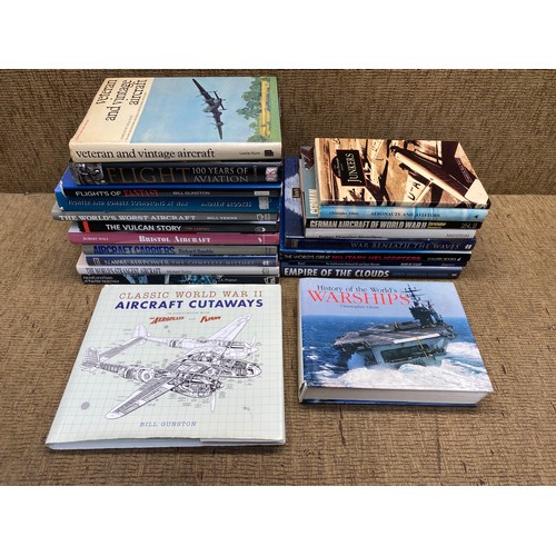 large selection of airplane books.