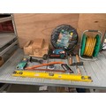 Mixed tools including: Join master, planer and spirit level.