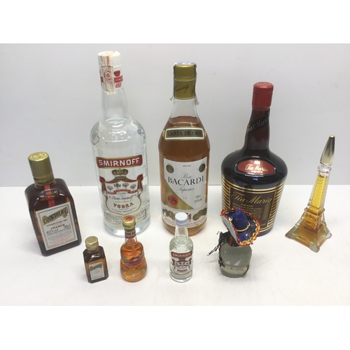 A mixed selection of alcohol including Smirnoff Vodka, Bacardi superior ...