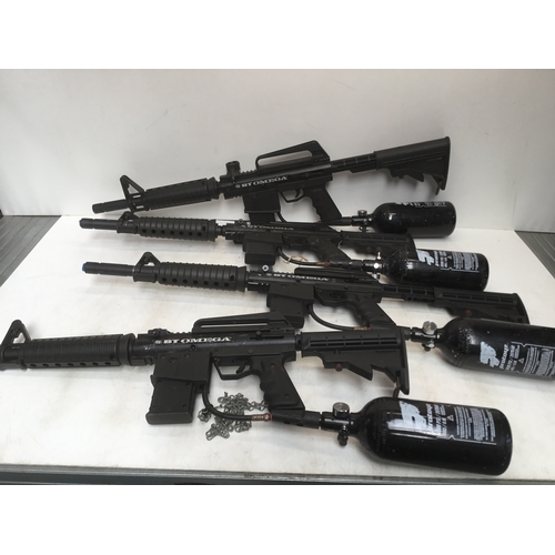Four Paintball Solutions BT Omega paintball guns and four spare ...