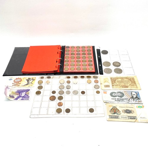 Coin and note collection including Schulz folder nine pages with some ...